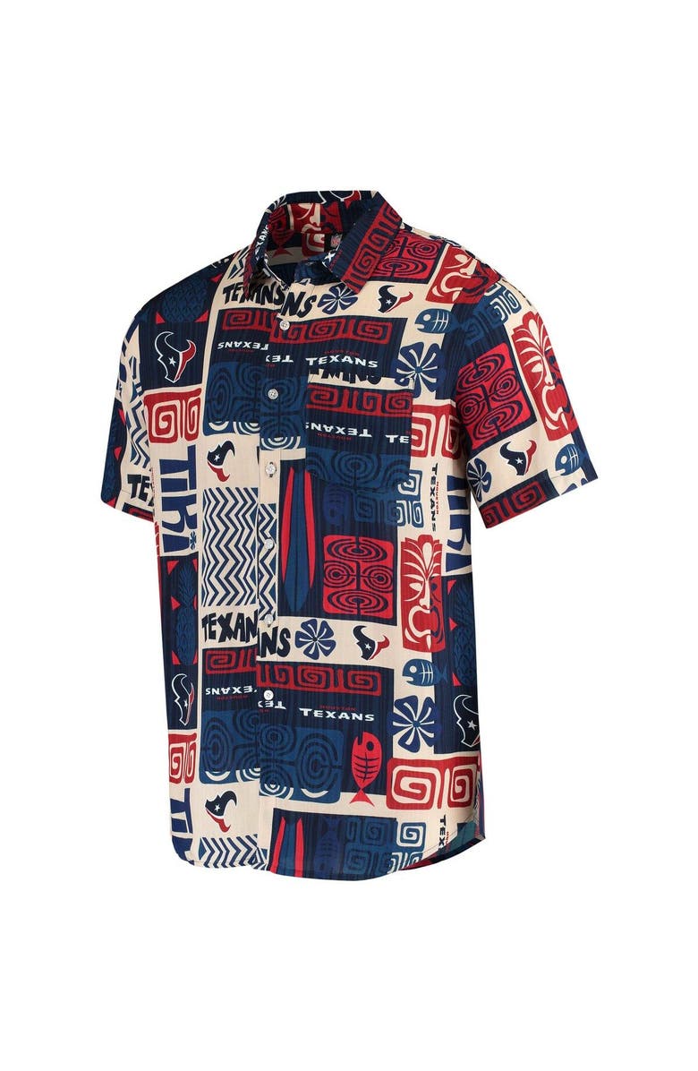 FOCO Men's Navy/Tan Houston Texans Tiki Floral Button-Up Woven Shirt ...