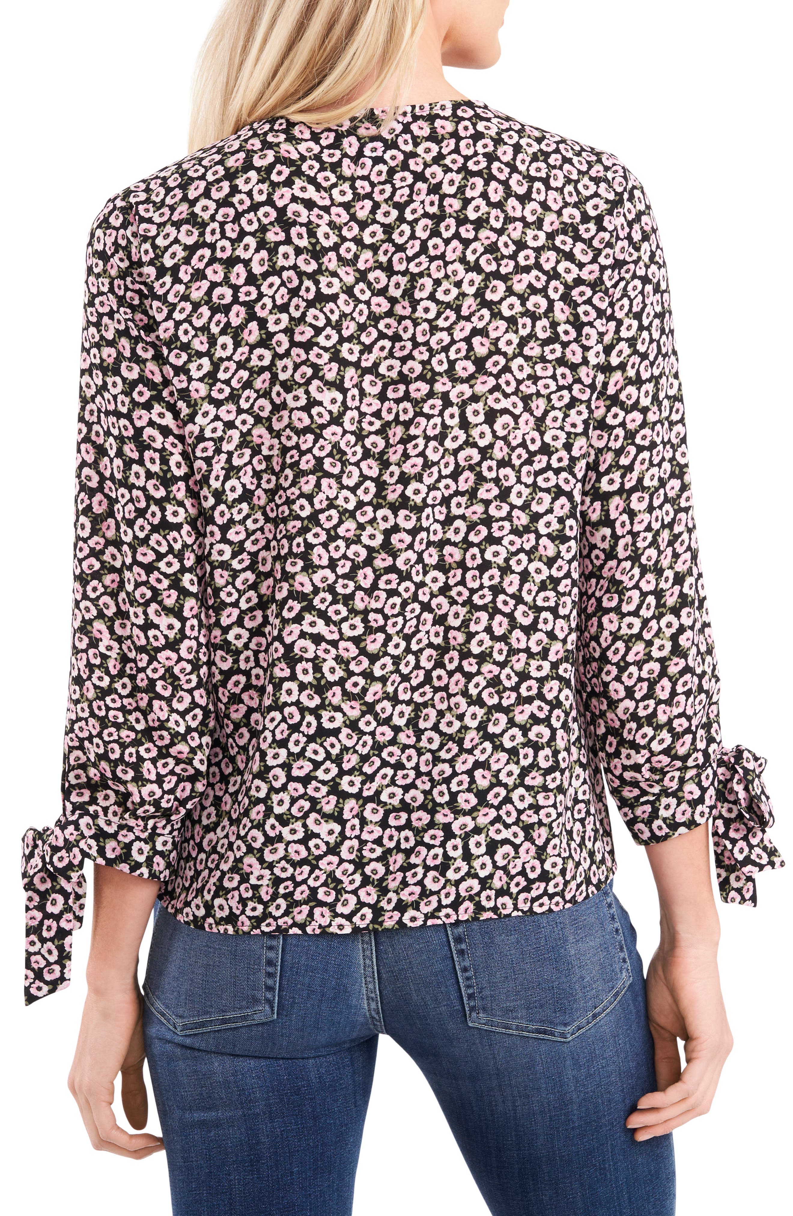 CeCe Floral Tie Sleeve Blouse | Nordstromrack