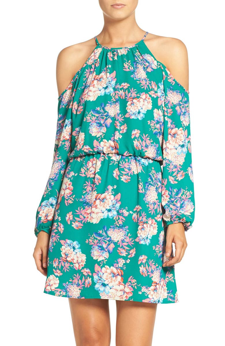 Charles Henry Cold Shoulder Woven Blouson Dress | Nordstromrack