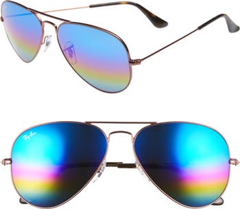 Ray-Ban Standard Icons 58mm Mirrored Rainbow Aviator Sunglasses | Nordstrom
