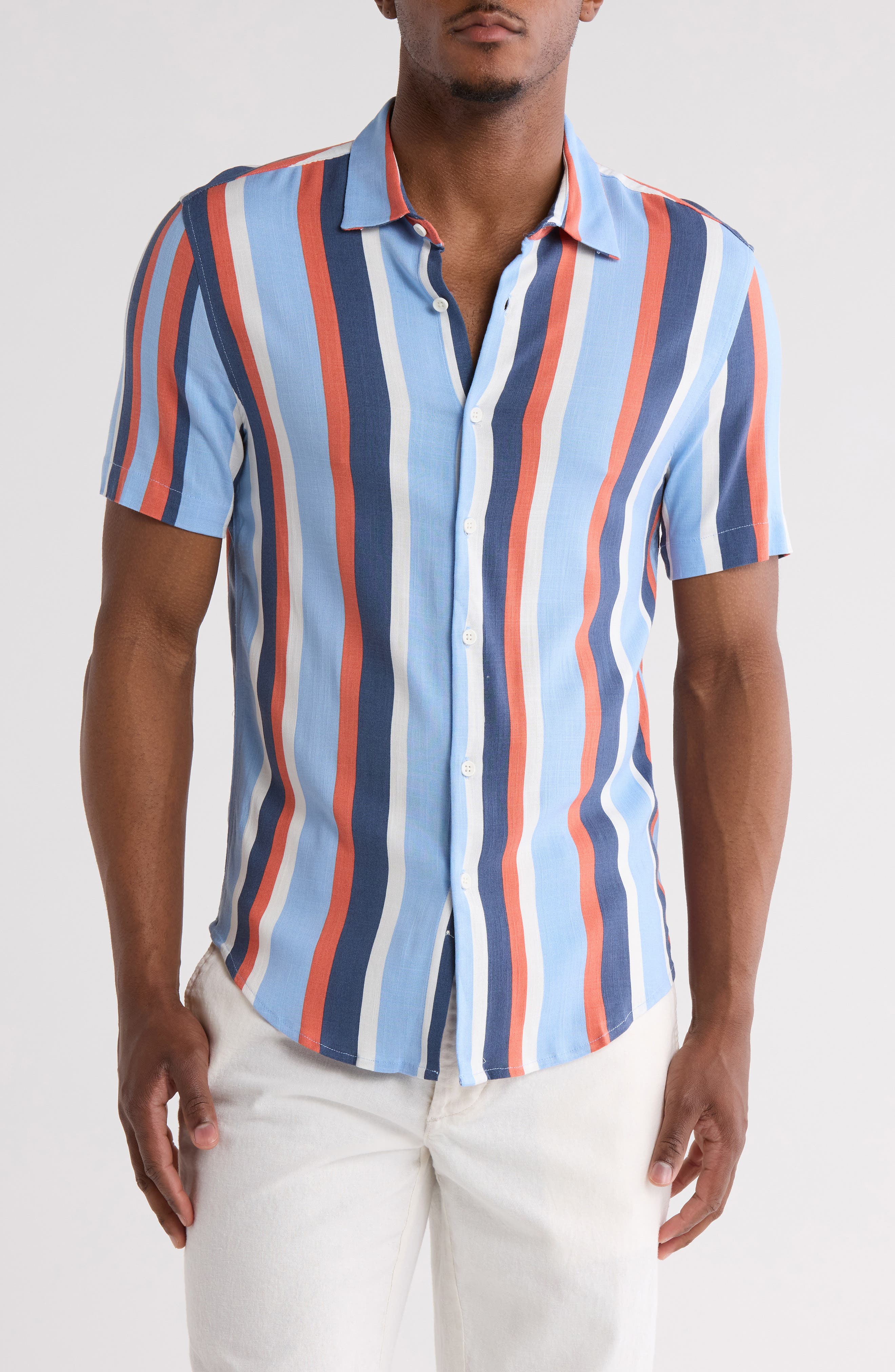 DENIM AND FLOWER Bold Stripe Woven Shirt | Nordstromrack