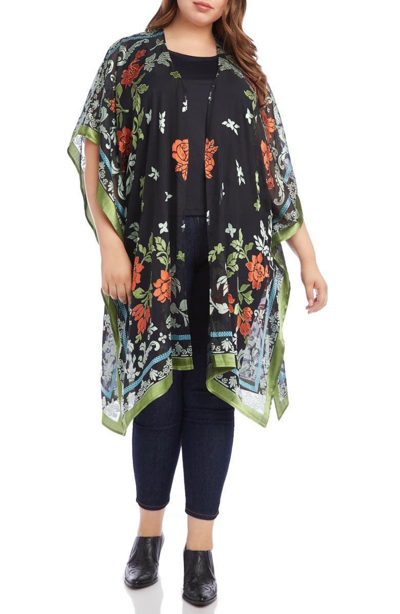 Karen Kane Textured Floral Open Front Jacket | Nordstromrack