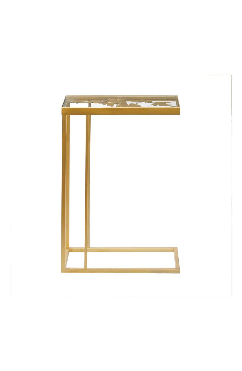 VIVIAN LUNE HOME Goldtone Metal Contemporary Accent Table with Clear ...