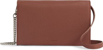 AllSaints Fetch Leather Chain Crossbody Wallet | Nordstrom