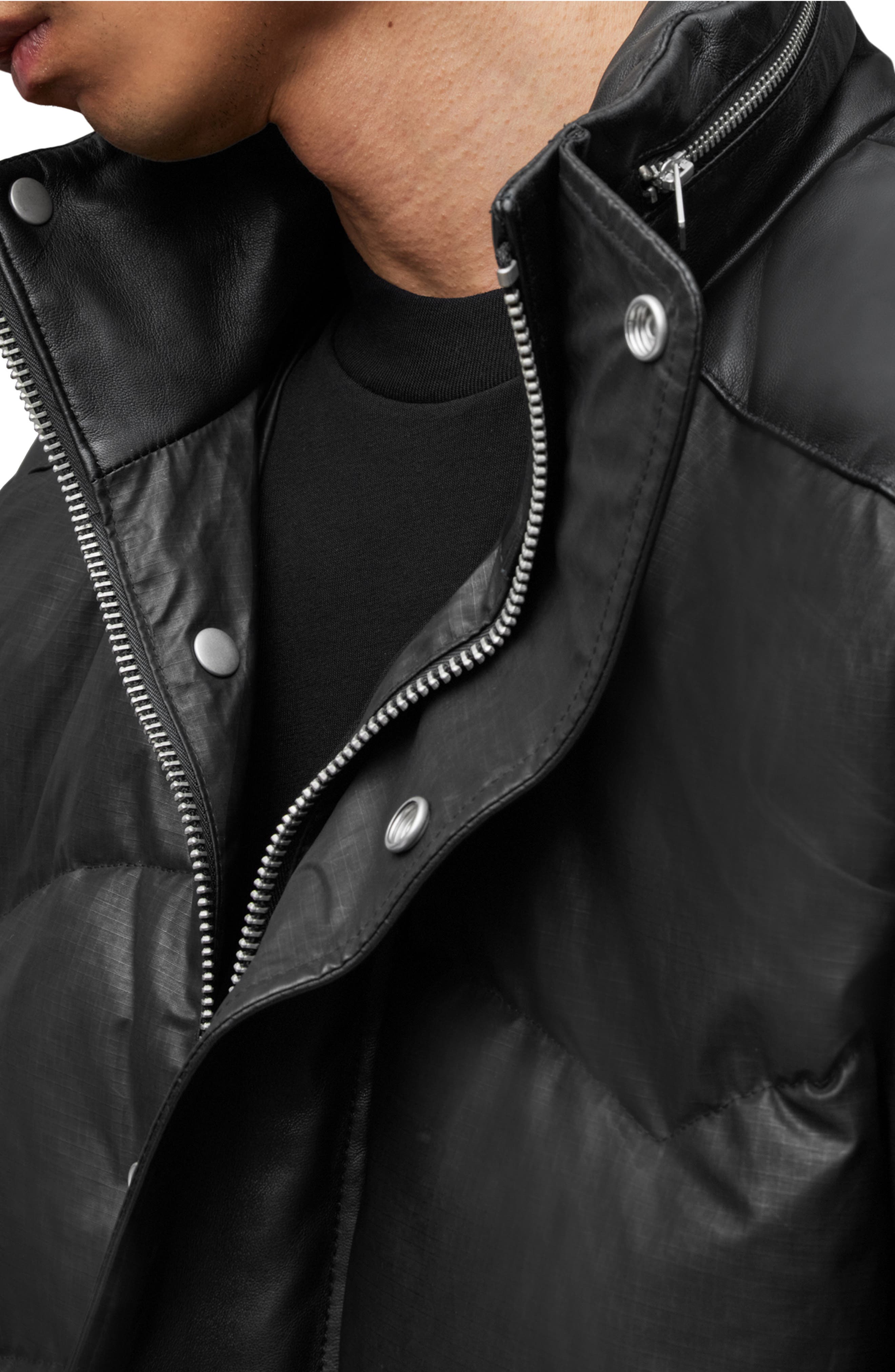 AllSaints Altair Waxed Puffer Jacket with Stowaway Hood | Nordstromrack