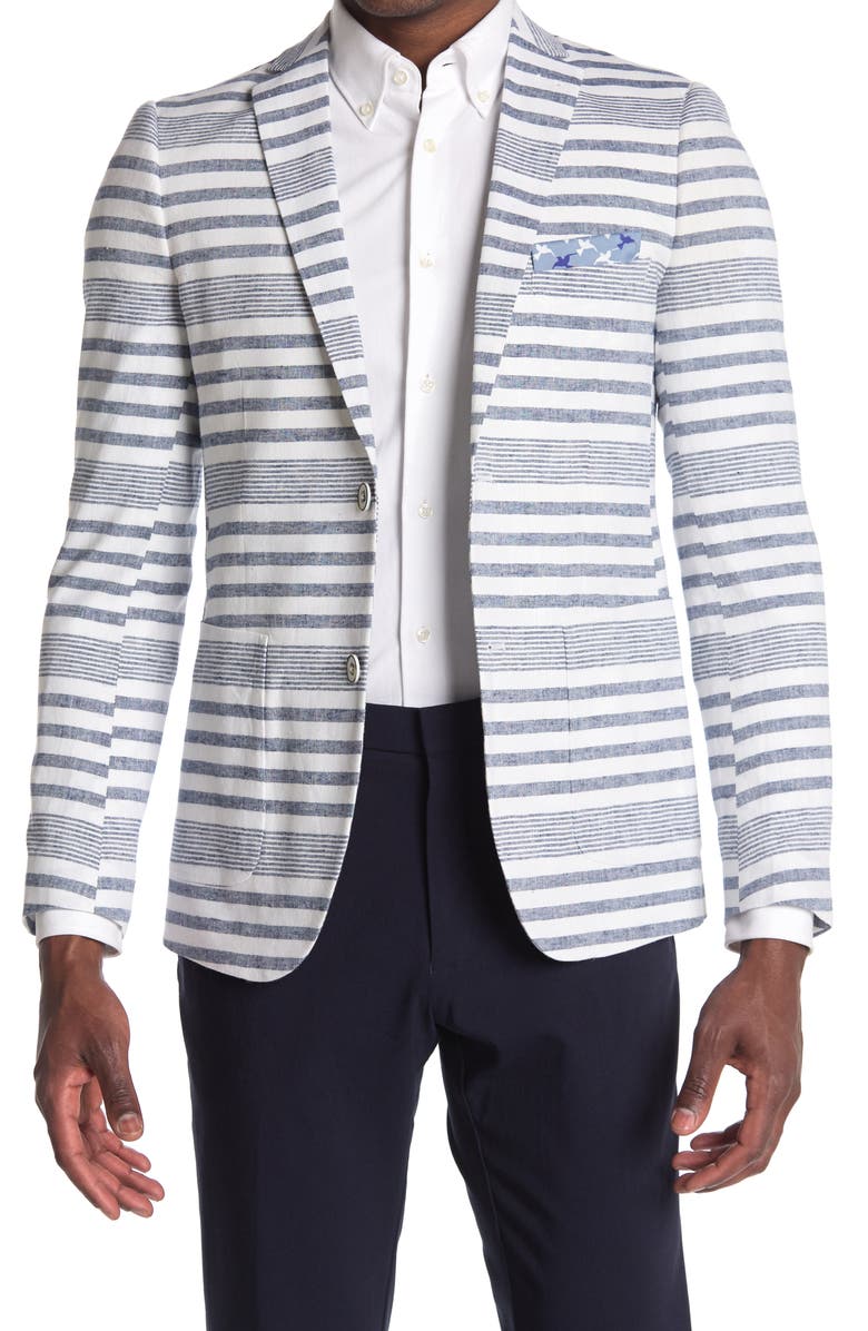 PAISLEY AND GRAY Dover Stripe Print Two Button Notch Collar Jacket ...