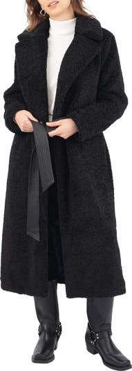 Frye Faux Leather Belted Faux Shearling Coat | Nordstromrack