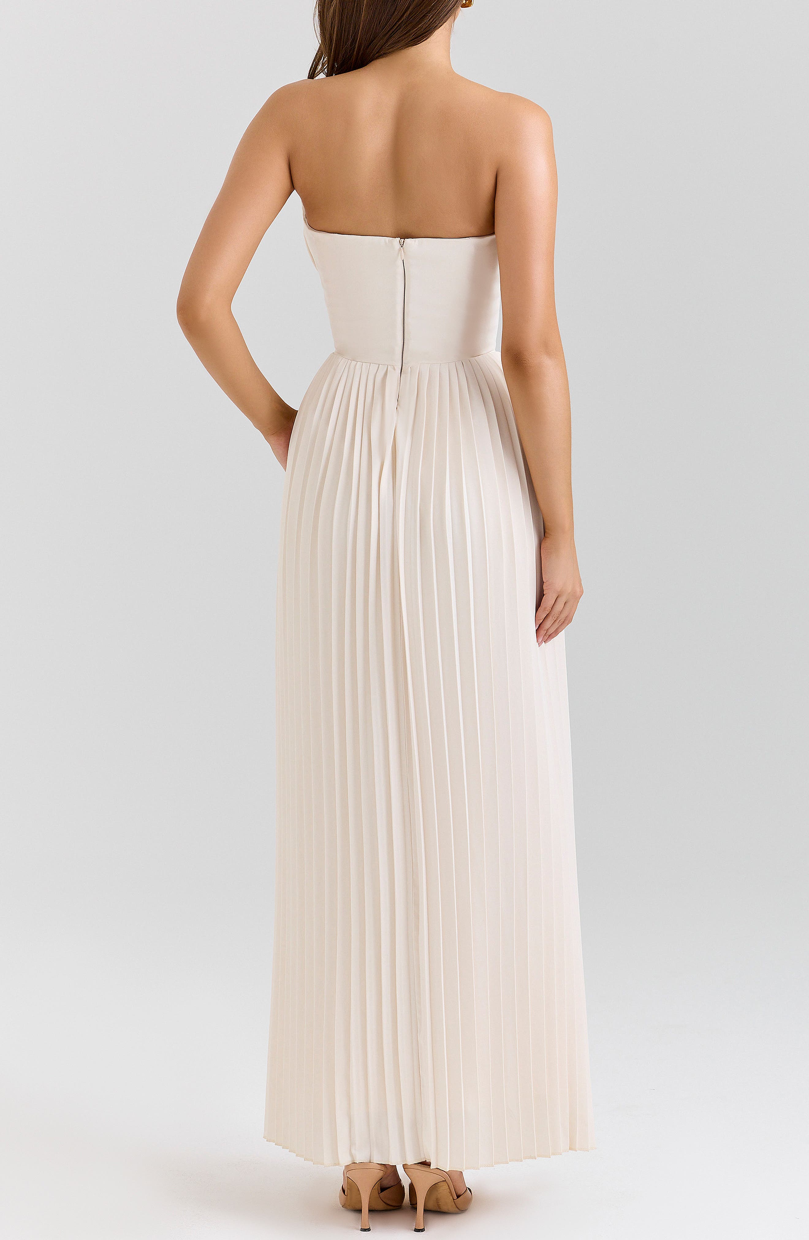HOUSE OF CB Marcella Strapless Pleated Georgette Gown | Nordstrom