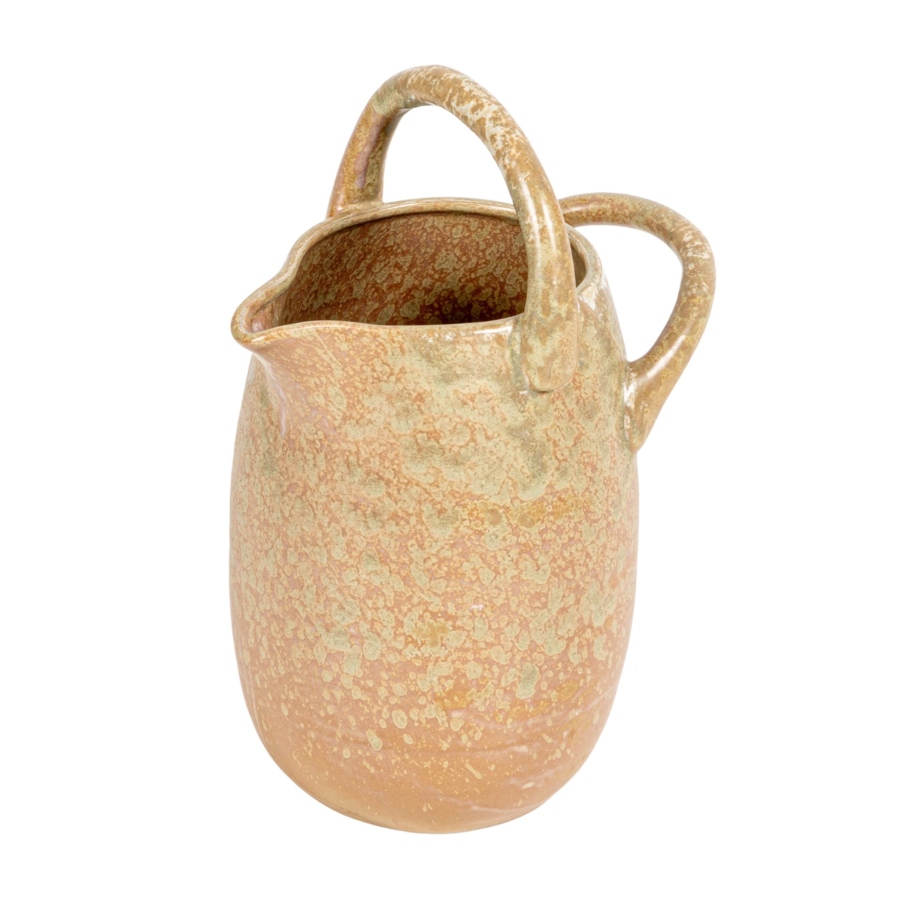Storied Home Stoneware Watering Pitcher with Handles, Reactive Glaze ...