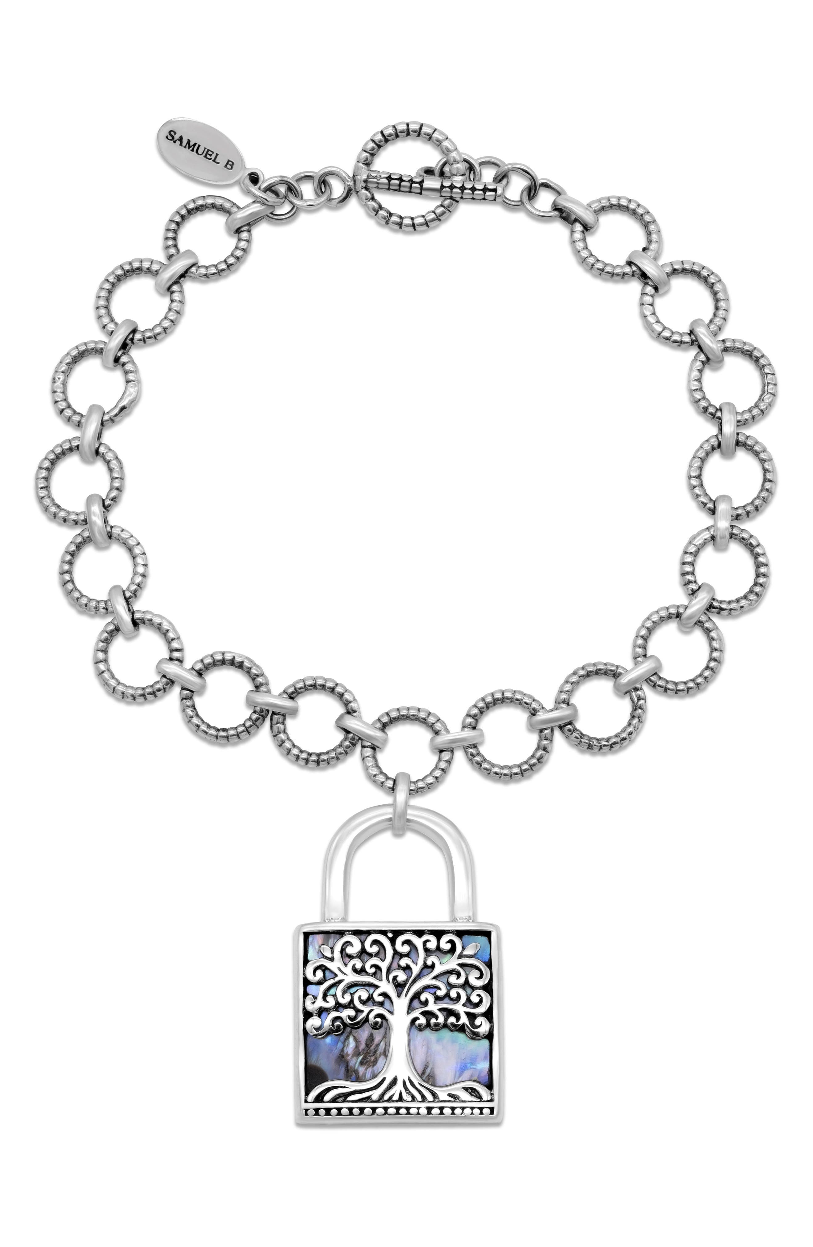 SAMUEL B. Sterling Silver Abalone Tree of Life Lock Toggle Bracelet ...