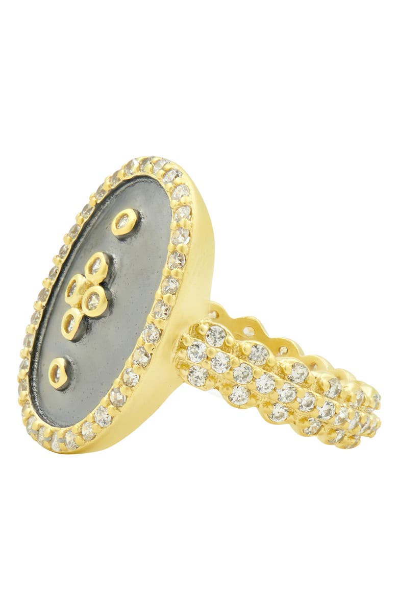FREIDA ROTHMAN 14K Gold Plated Sterling Silver & CZ Clover Shield Ring ...