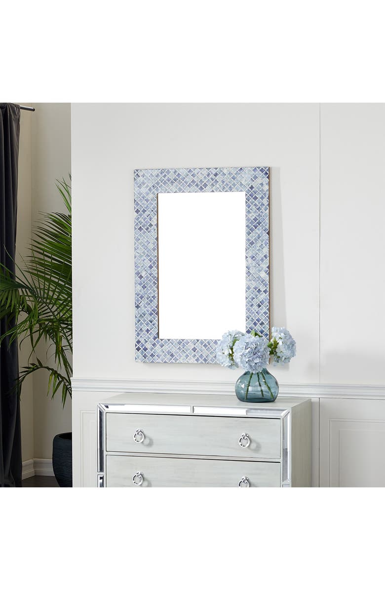 WILLOW ROW Blue Wood Quatrefoil Wall Mirror | Nordstromrack