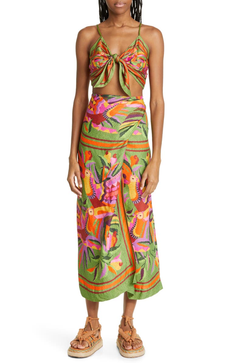 FARM Rio Toucans Scarf Midi Skirt | Nordstromrack