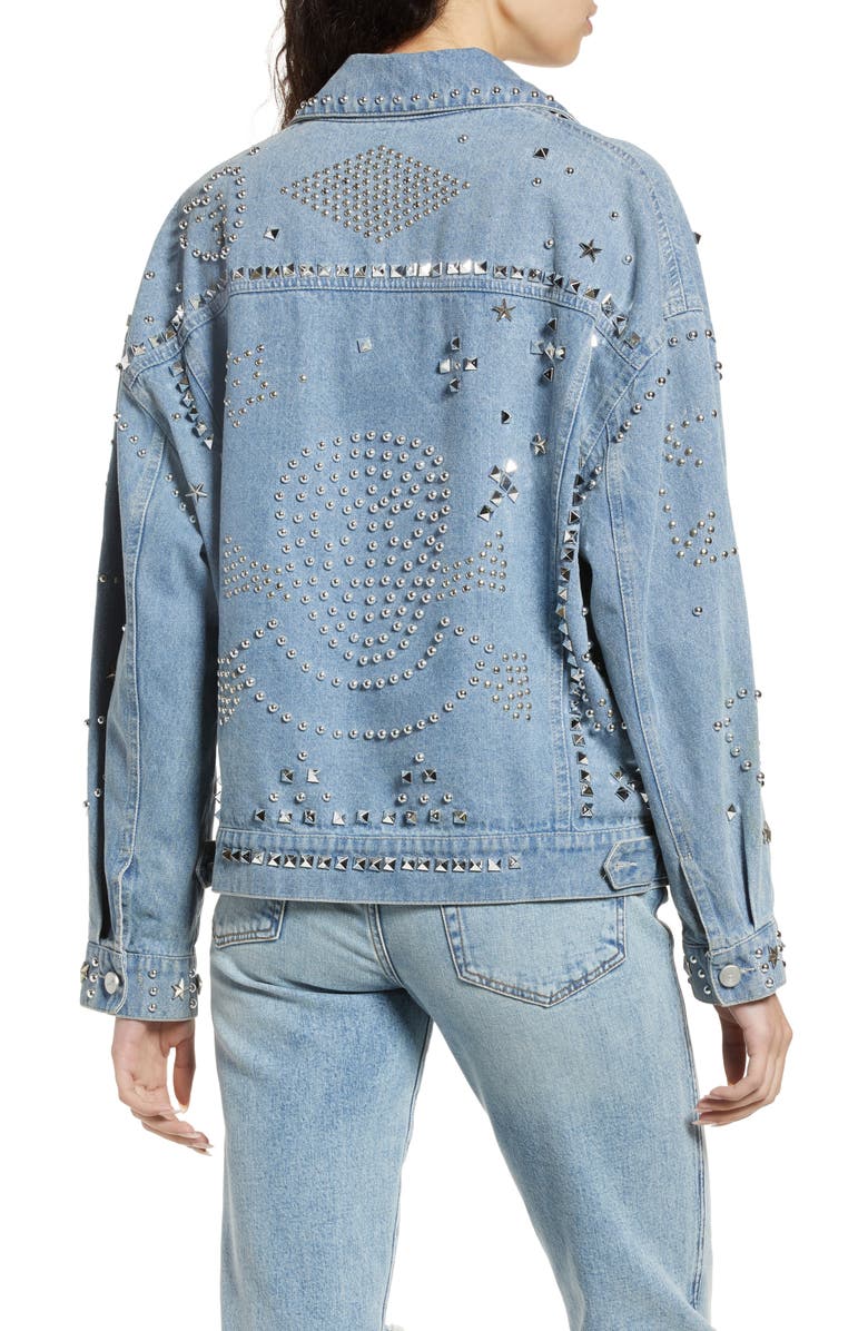 AZALEA WANG Studded Cotton Denim Trucker Jacket | Nordstromrack