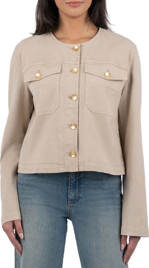 KUT from the Kloth Camille Collarless Twill Jacket | Nordstrom