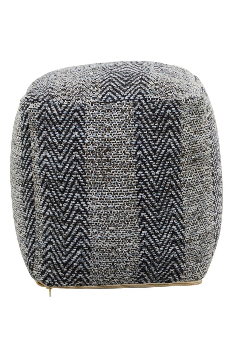 GINGER BIRCH STUDIO Black Fabric Pouf with Chevron Pattern | Nordstromrack
