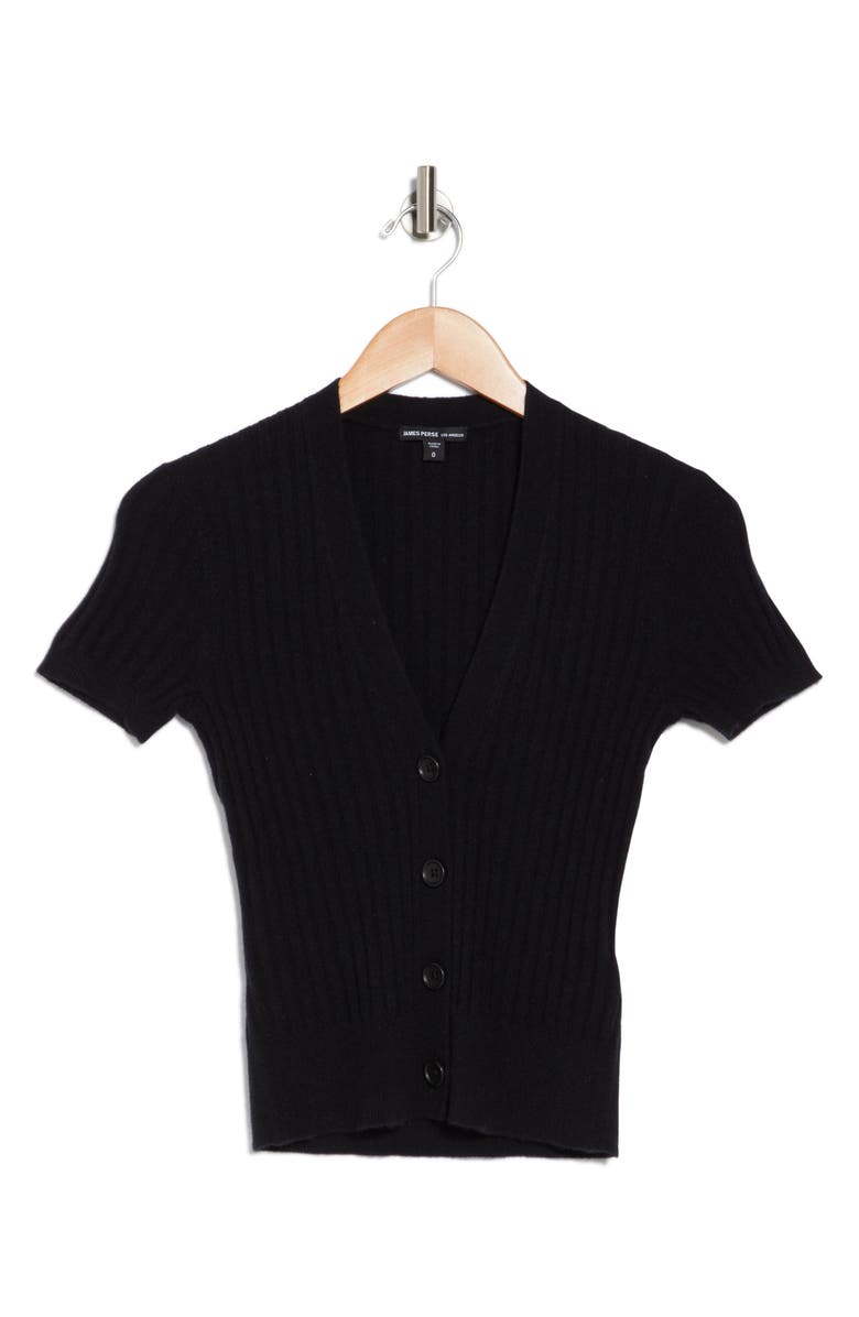 James Perse Ribbed Short Sleeve Cashmere Cardigan | Nordstromrack