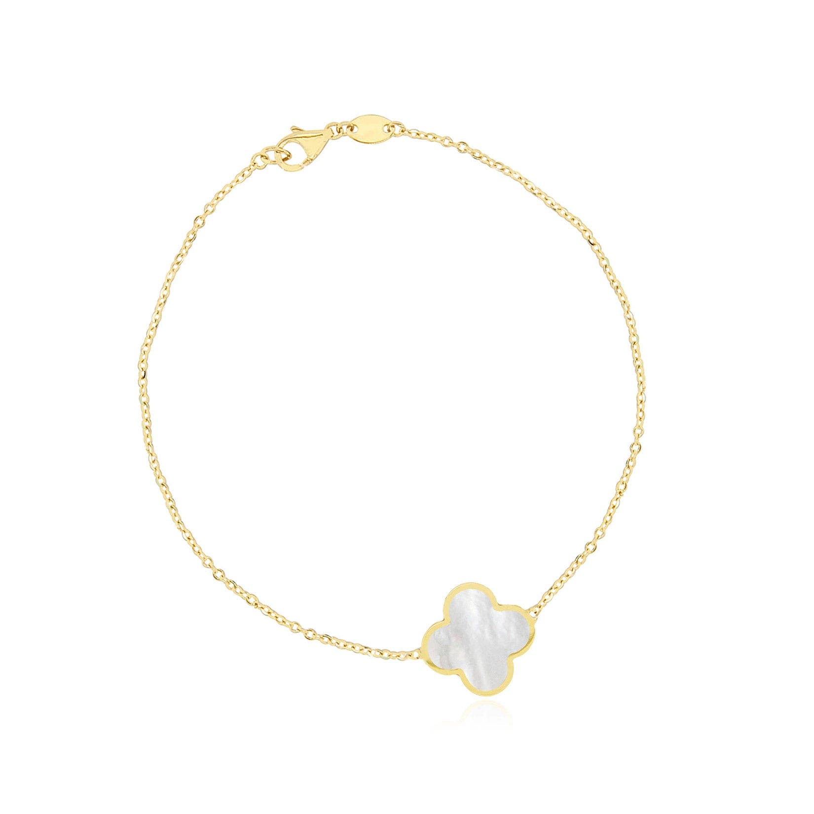 The Lovery Fine Jewelry Small Mother of Pearl Single Clover Bracelet ...