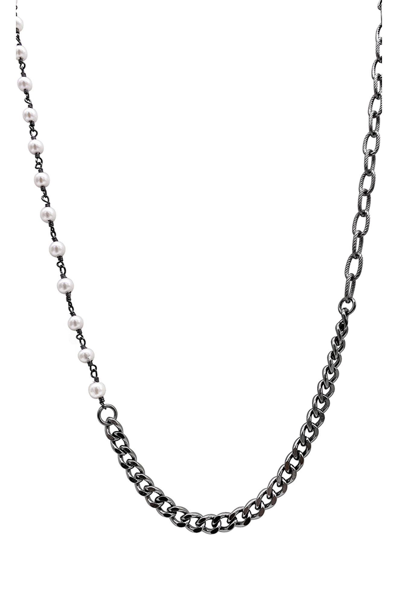 Adornia Mixed Faux Pearl Chain Necklace | Nordstromrack