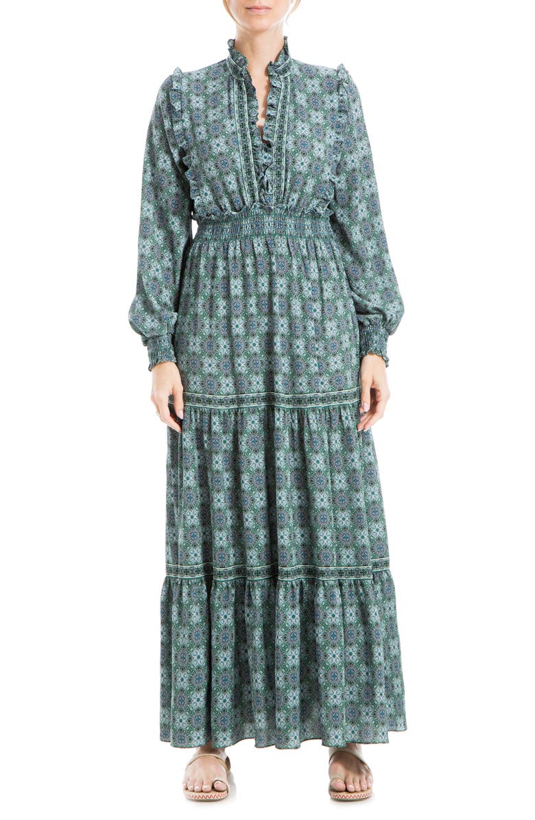 MAX STUDIO Tiered Long Sleeve Maxi Dress | Nordstromrack
