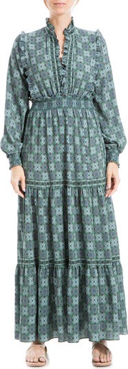 MAX STUDIO Tiered Long Sleeve Maxi Dress | Nordstromrack
