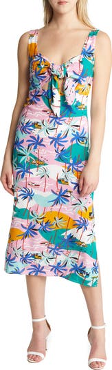 Sam Edelman Island Print Cutout Midi Sundress | Nordstrom