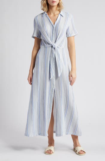 Caslon® Stripe Cotton Gauze Shirtdress | Nordstrom