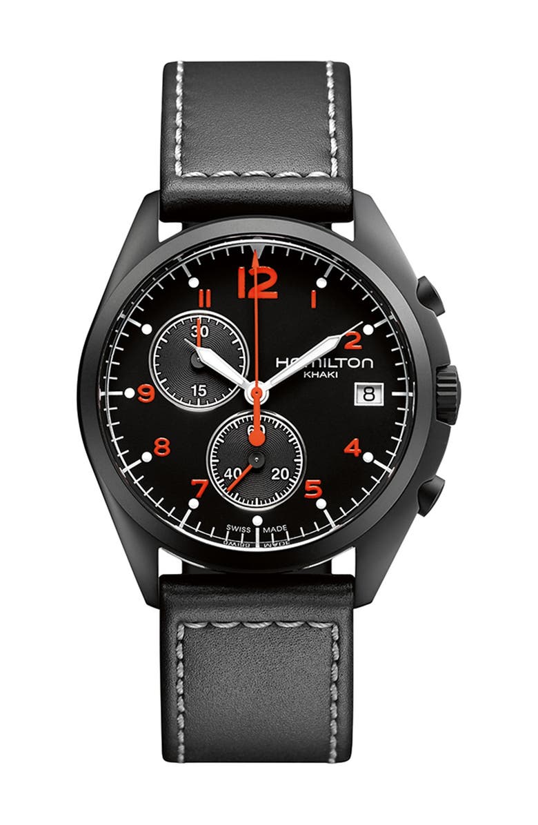Hamilton Men's Pilot Pioneer Quartz Leather Strap Watch, 41mm ...
