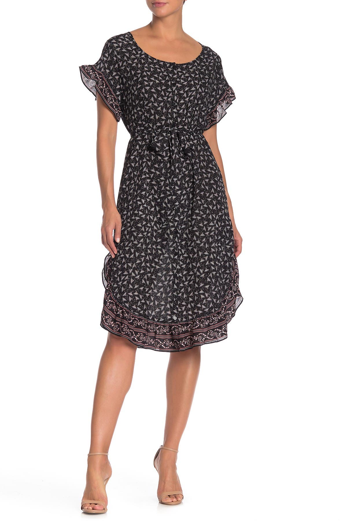 MAX STUDIO Button Up Tie Waist Dress | Nordstromrack