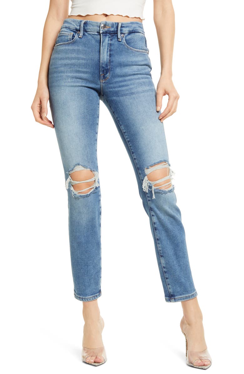 Good American Good Legs Ripped High Waist Skinny Cigarette Jeans ...