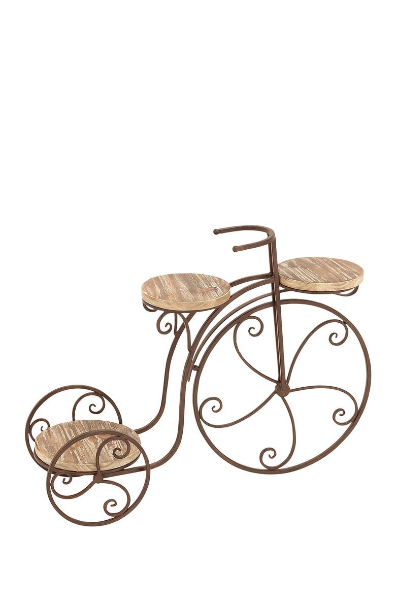SONOMA SAGE HOME Brown Metal Indoor & Outdoor 2-Tier Bike Plant Stand ...