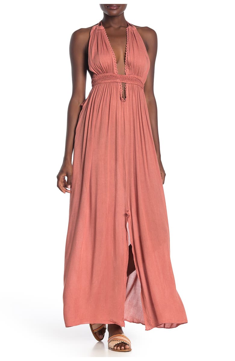 BOHO ME Plunging V-Neck Halter Maxi Dress | Nordstromrack