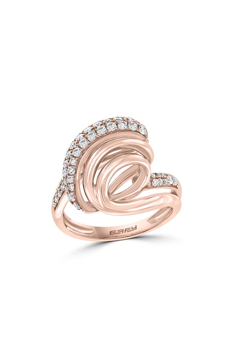 EFFY 14K Rose Gold Pavé Diamond Swirl Ring - 0.60ct. - Size 7 ...
