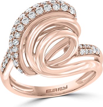 EFFY 14K Rose Gold Pavé Diamond Swirl Ring - 0.60ct. - Size 7 ...