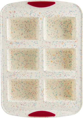 Trudeau Structure Silicone 6 Cavity Mini Loaf Pan, Confetti/Fuchsia ...