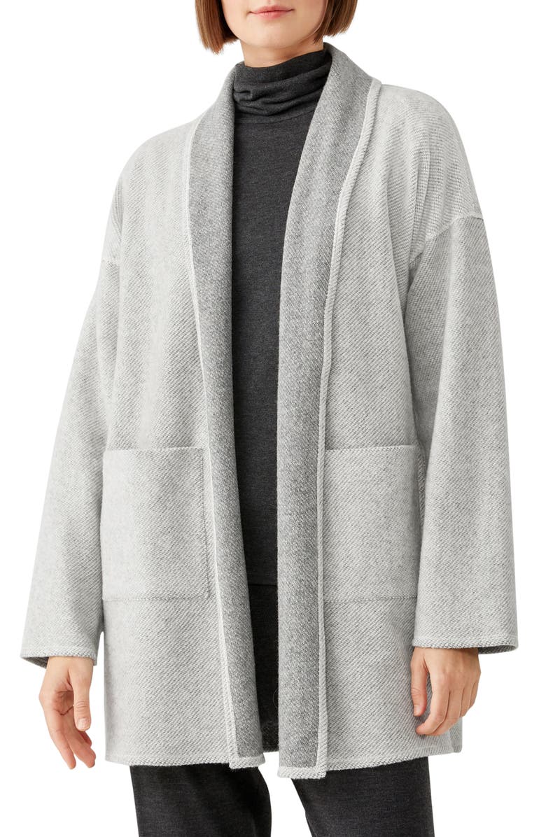 Eileen Fisher High Collar Organic Cotton & Wool Blend Coat | Nordstromrack