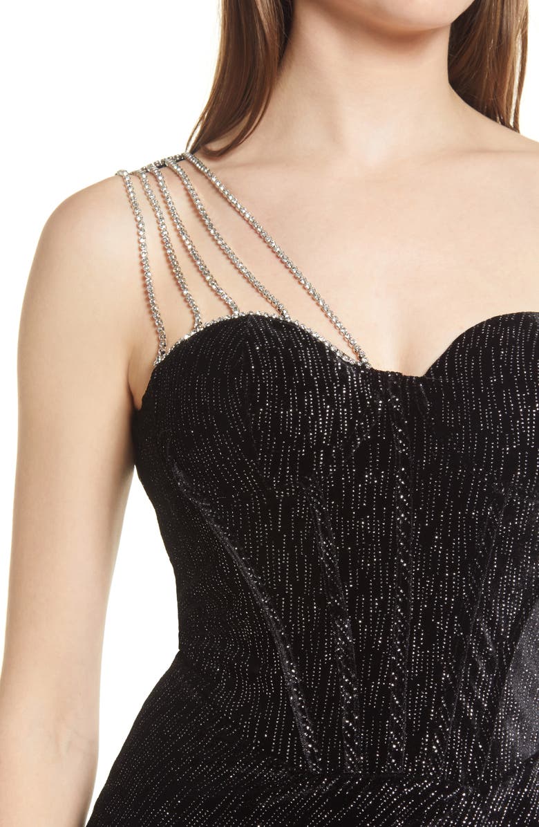 Lavish Alice One Shoulder Diamante Velvet Dress | Nordstrom