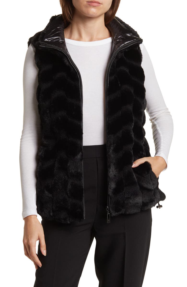 Via Spiga Chevron Faux Fur Reversible Vest | Nordstromrack