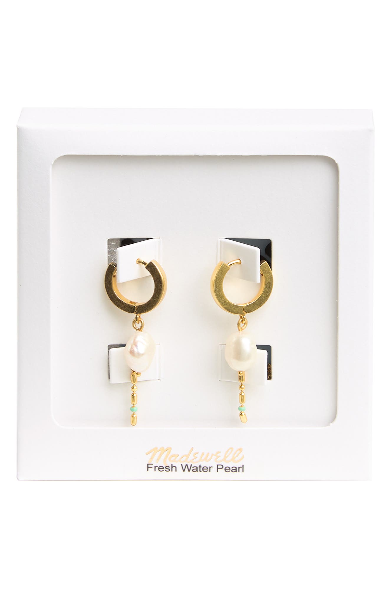 Madewell Gold Plated Keshi 4mm Freshwater Pearl Crystal 2-Piece Earring ...