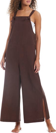 Sanctuary Tie Strap Cotton & Linen Cover-Up Overalls | Nordstrom