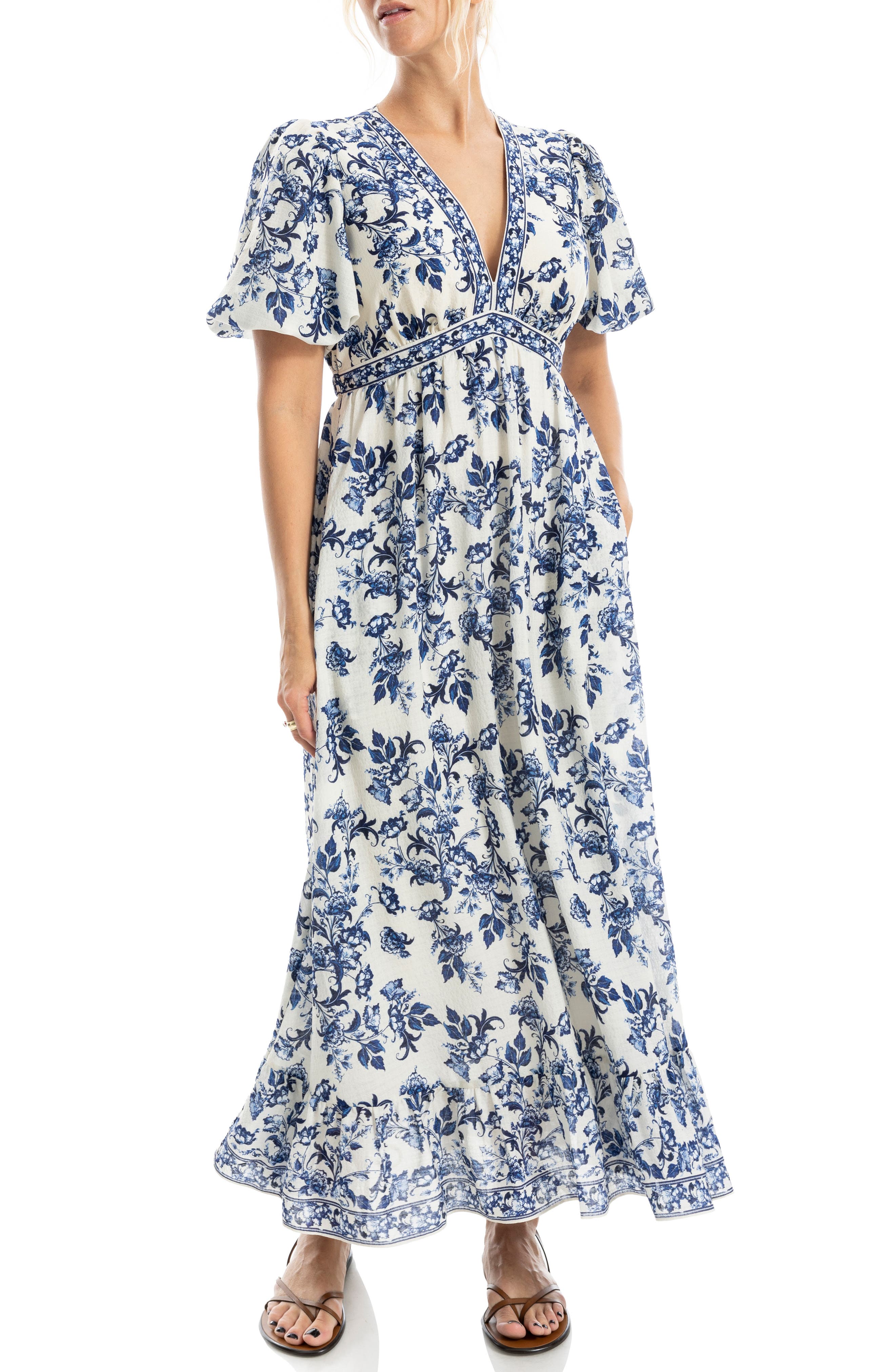 Flutter Sleeve Empire Waist Maxi Dress (Women) | Nordstromrack