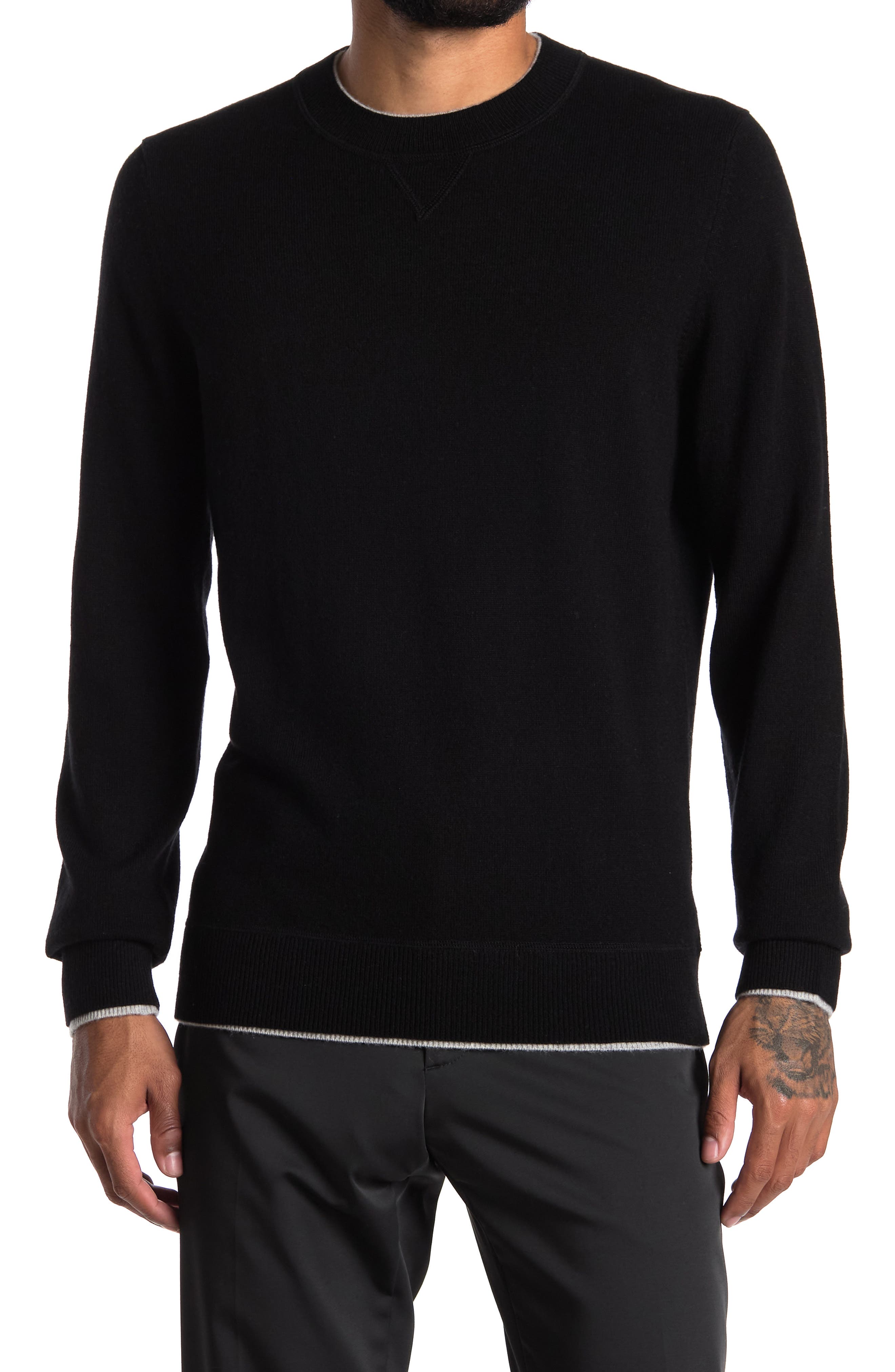 KIER & J KIER AND J Double Layer Contrast Wool & Cashmere Pullover ...