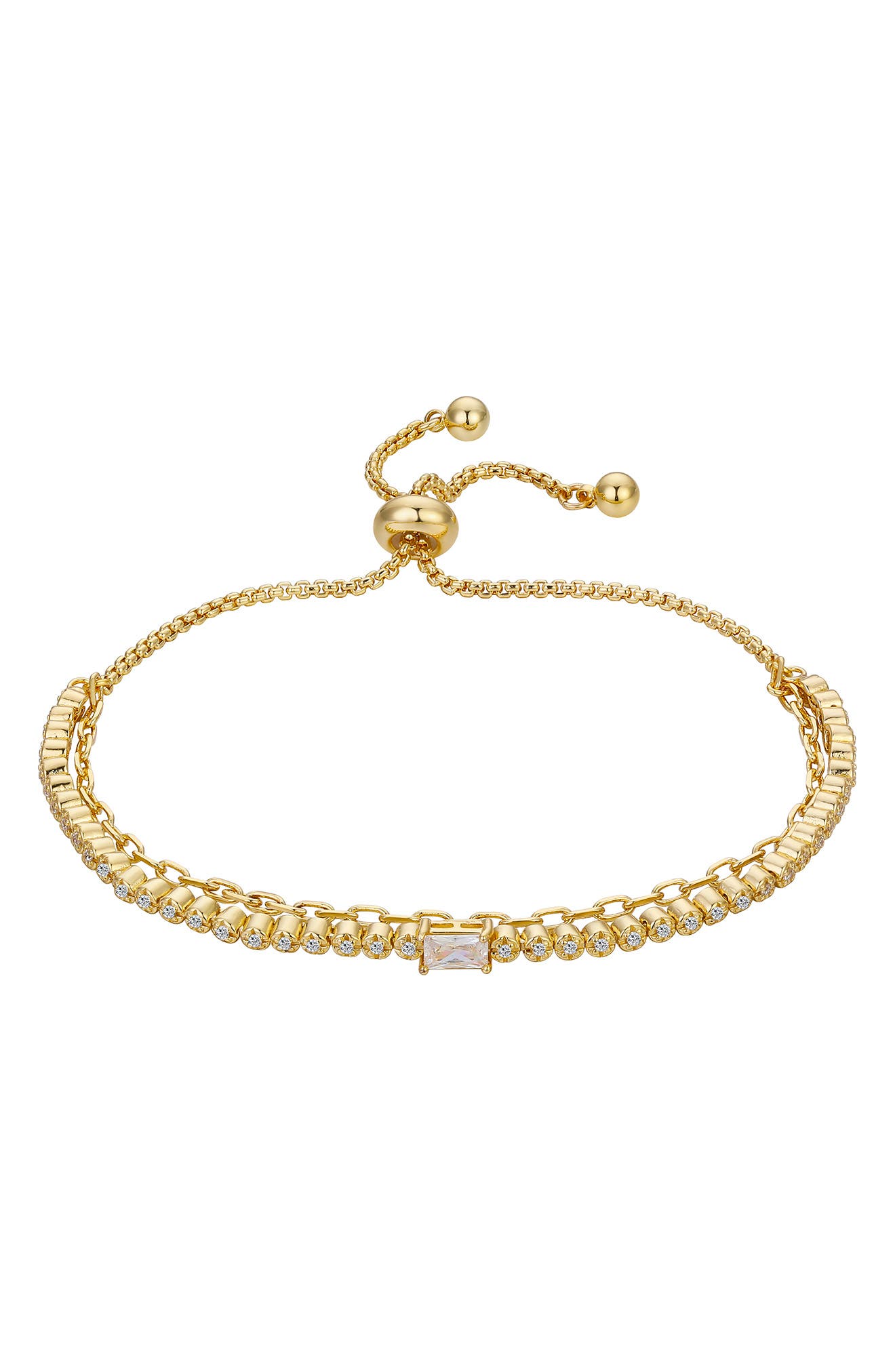 LA ROCKS Double Row CZ & Chain Link Bracelet | Nordstromrack