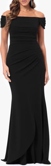 Xscape Evenings Ruched Off the Shoulder Scuba Crepe Trumpet Gown ...