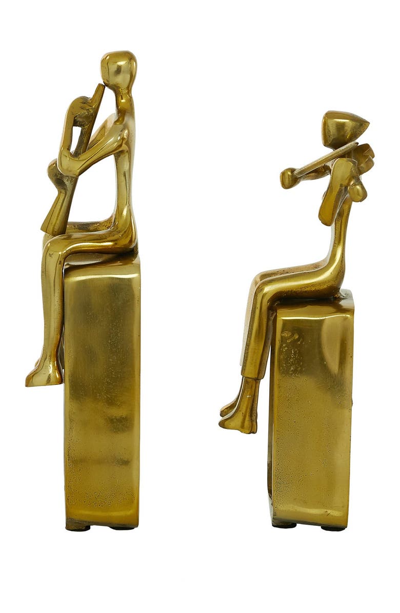 WILLOW ROW Goldtone Aluminum Modern Musician Sculpture - Set of 2 ...