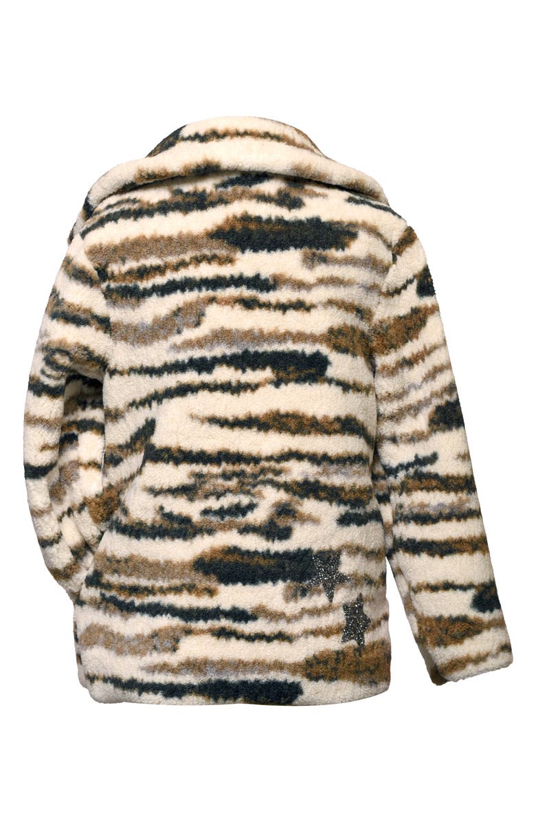 Hannah Banana Kids' Faux Fur Animal Stripe Rhinestone Star Patch Coat ...