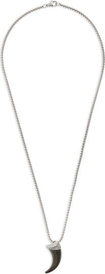 NORDSTROM RACK Men's Stainless Steel Black Horn Pendant Necklace ...