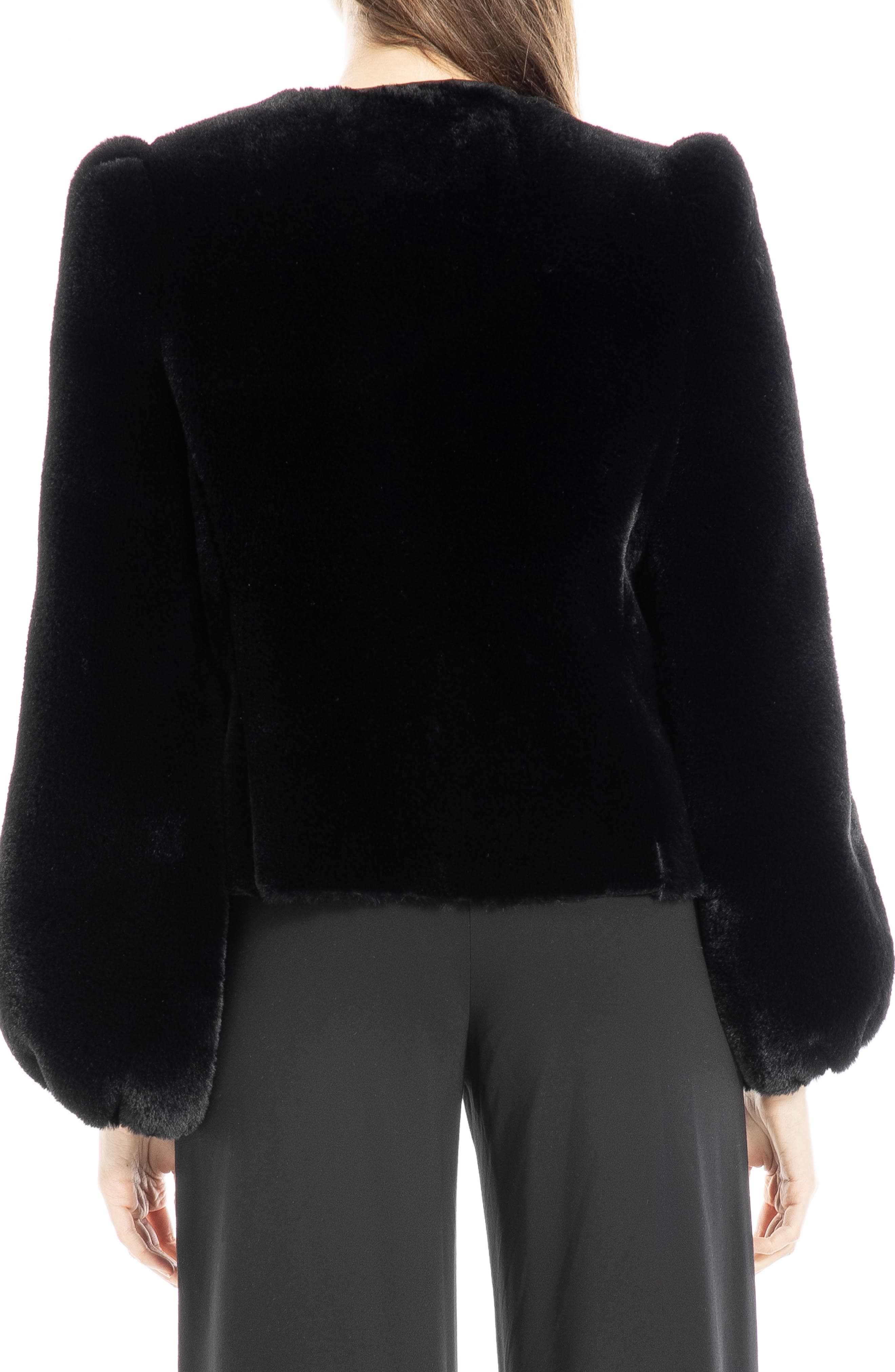 MAX STUDIO Puff Sleeve Faux Fur Jacket | Nordstromrack