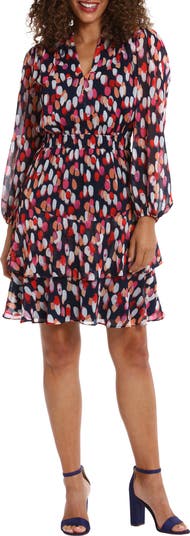 London Times Yuryu Tiered Long Sleeve Dress | Nordstromrack