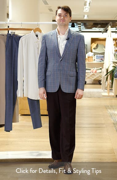 Emporio Armani Dusty Teal Check Virgin Wool Sport Coat | Nordstrom